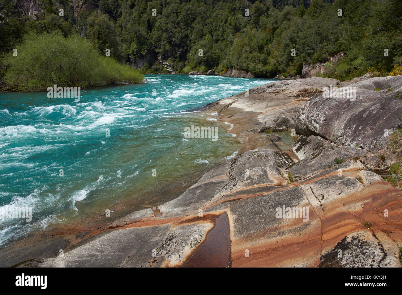 River Futaleufu in the Aysén Region of southern Chile. The river is ...