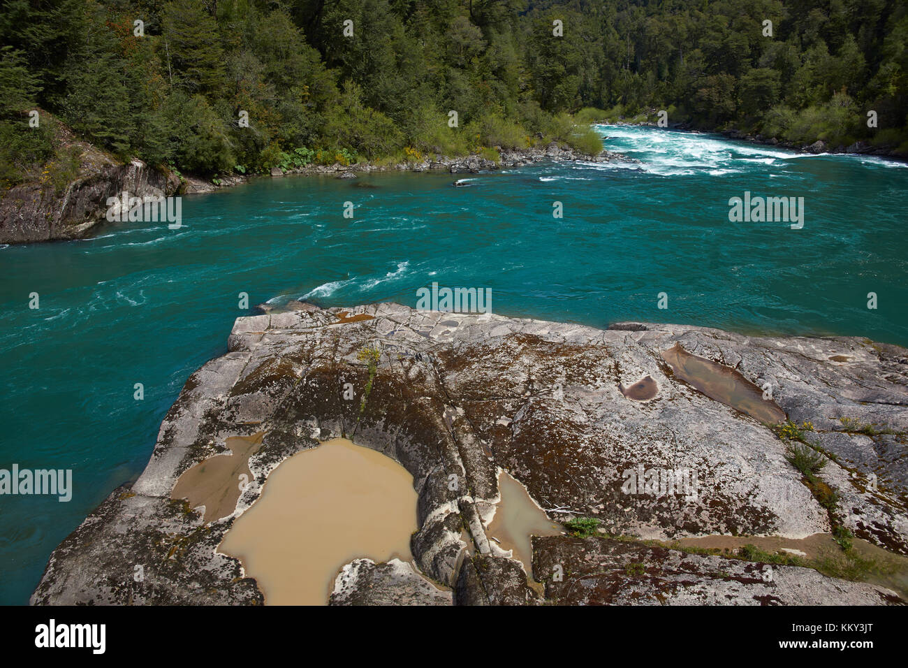 River Futaleufu in the Aysén Region of southern Chile. The river is ...