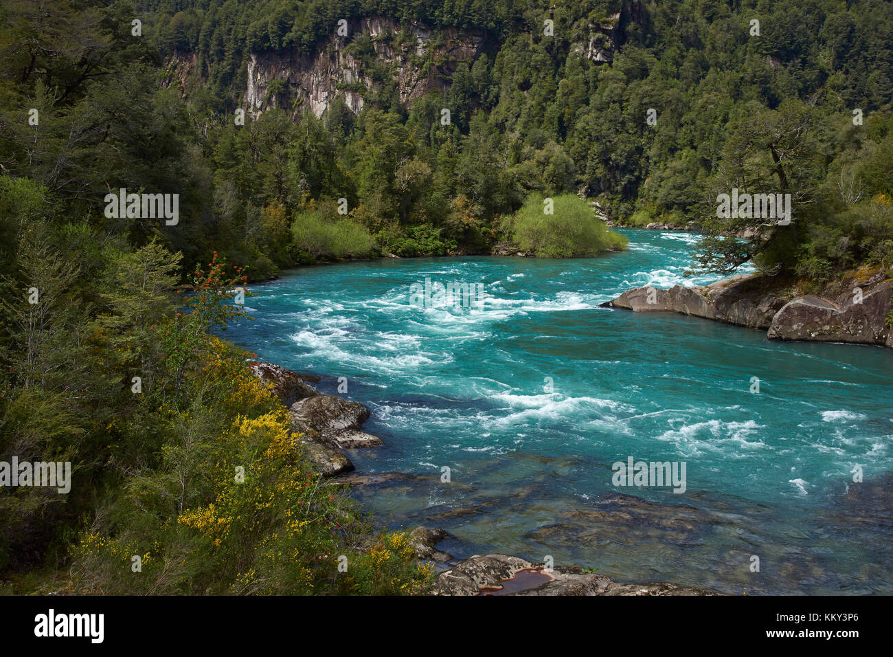 River Futaleufu in the Aysén Region of southern Chile. The river is ...