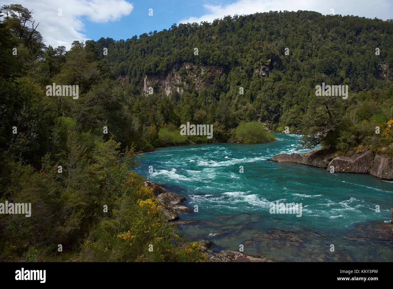 River Futaleufu in the Aysén Region of southern Chile. The river is ...
