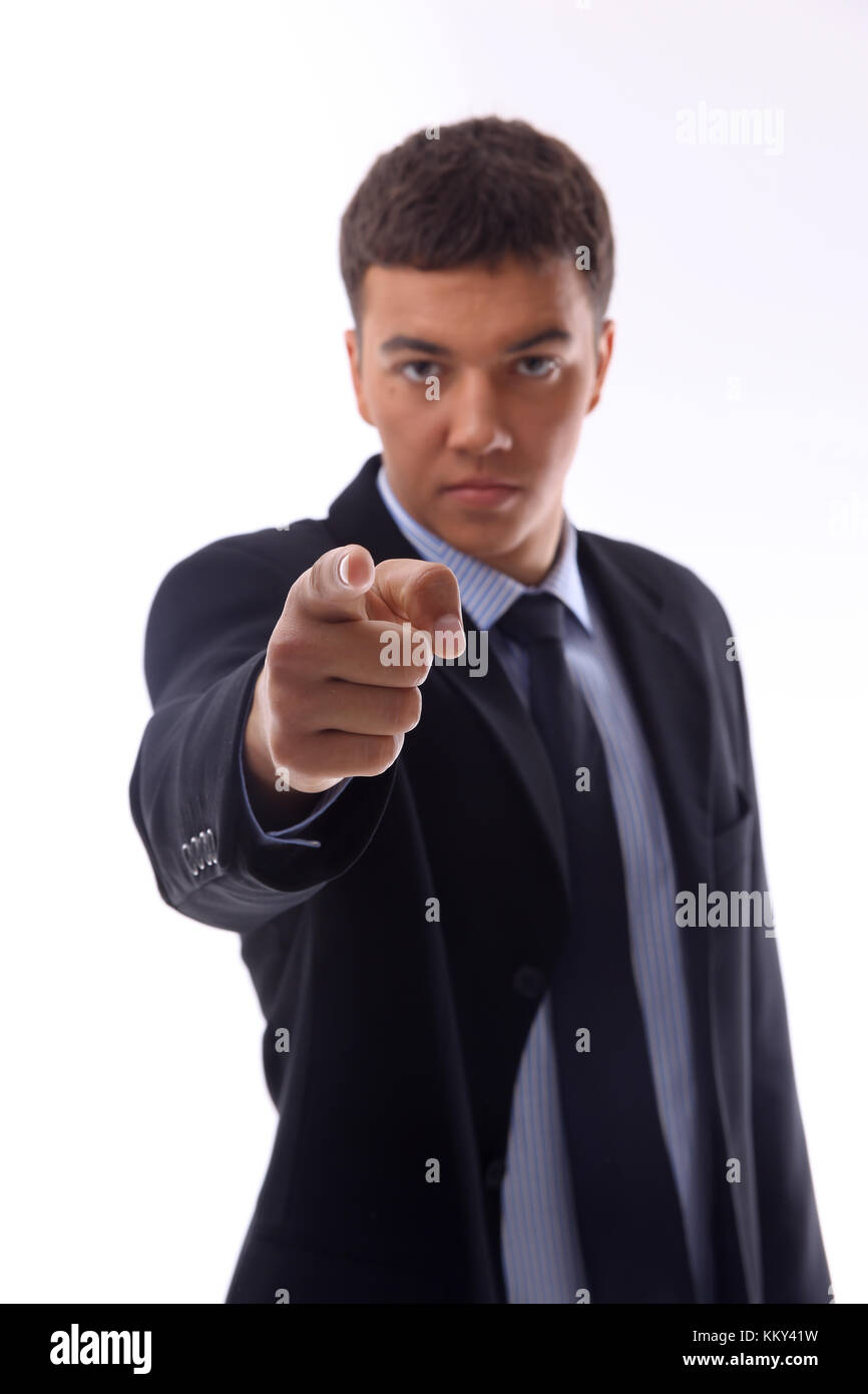 serious businessman pointing his finger forward Stock Photo - Alamy
