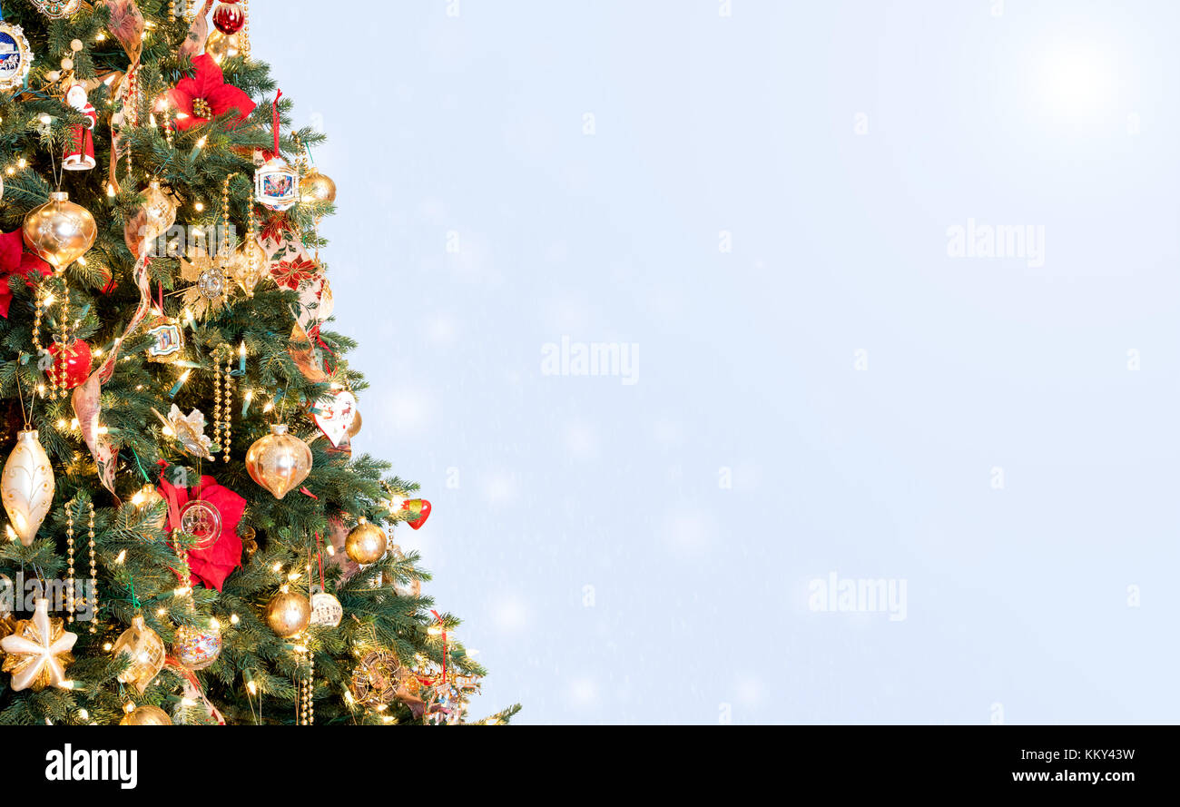 Decorated christmas tree in hero header format Stock Photo - Alamy