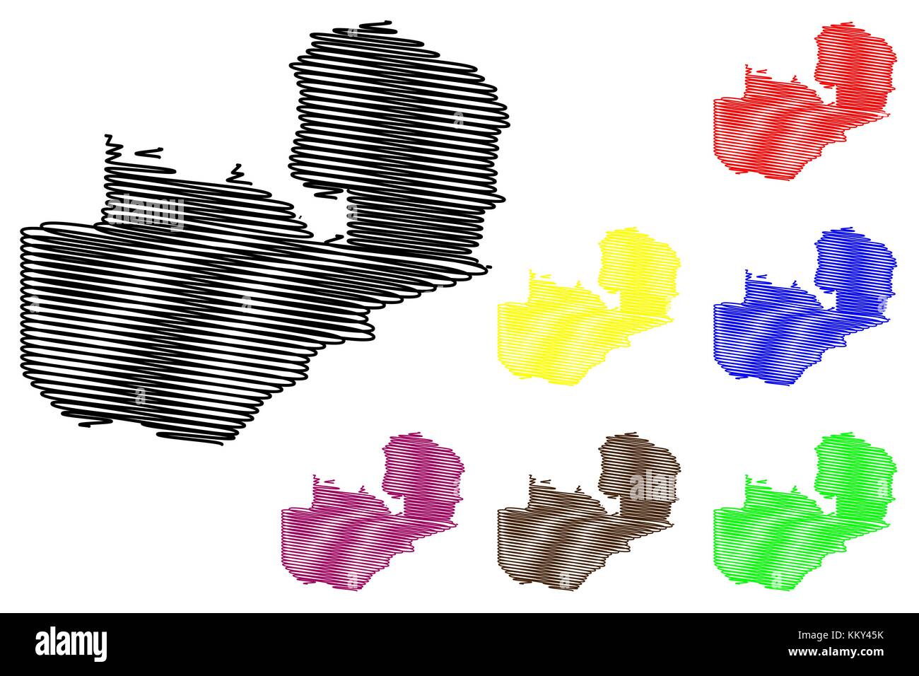 Zambia map vector illustration, scribble sketch Republic of Zambia ...