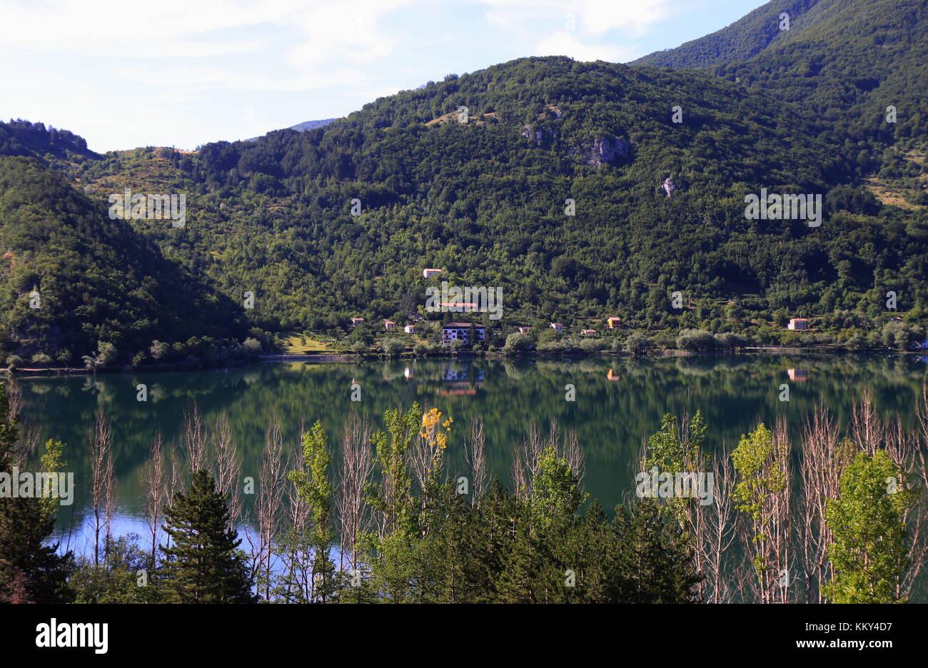 View of lake of Scanno, Italy Stock Photo - Alamy