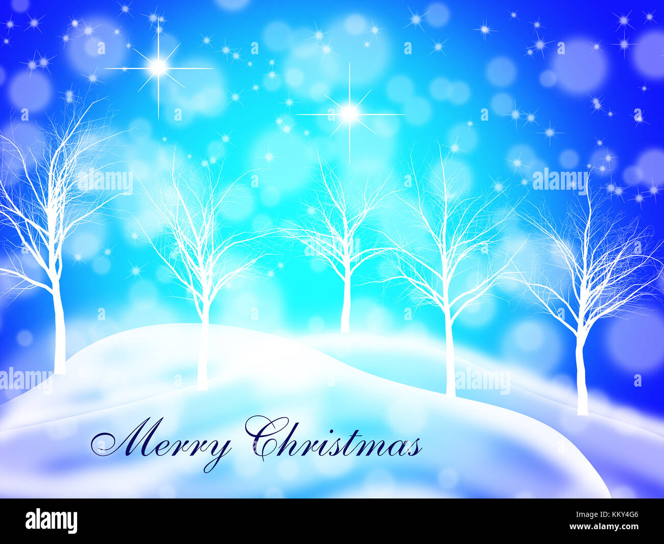 Winter Christmas background with stylished barren trees in a dreamy ...