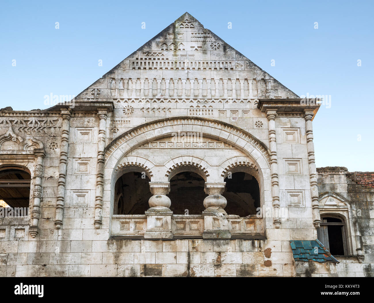 Fragment of the wall with carved decorations of the White Stone Chamber ...