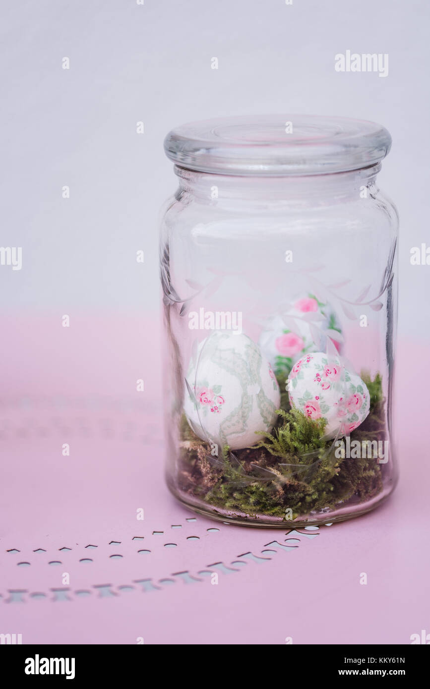 Easter decoration, glass, eggs Stock Photo - Alamy