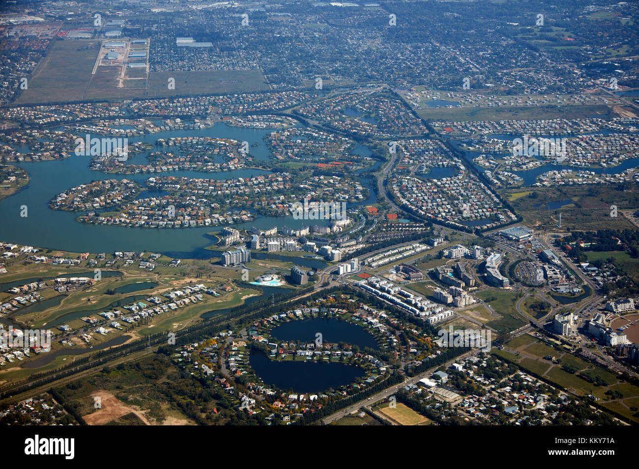 Waterways and houses, Nordelta, northern Buenos Aires, Argentina, South ...