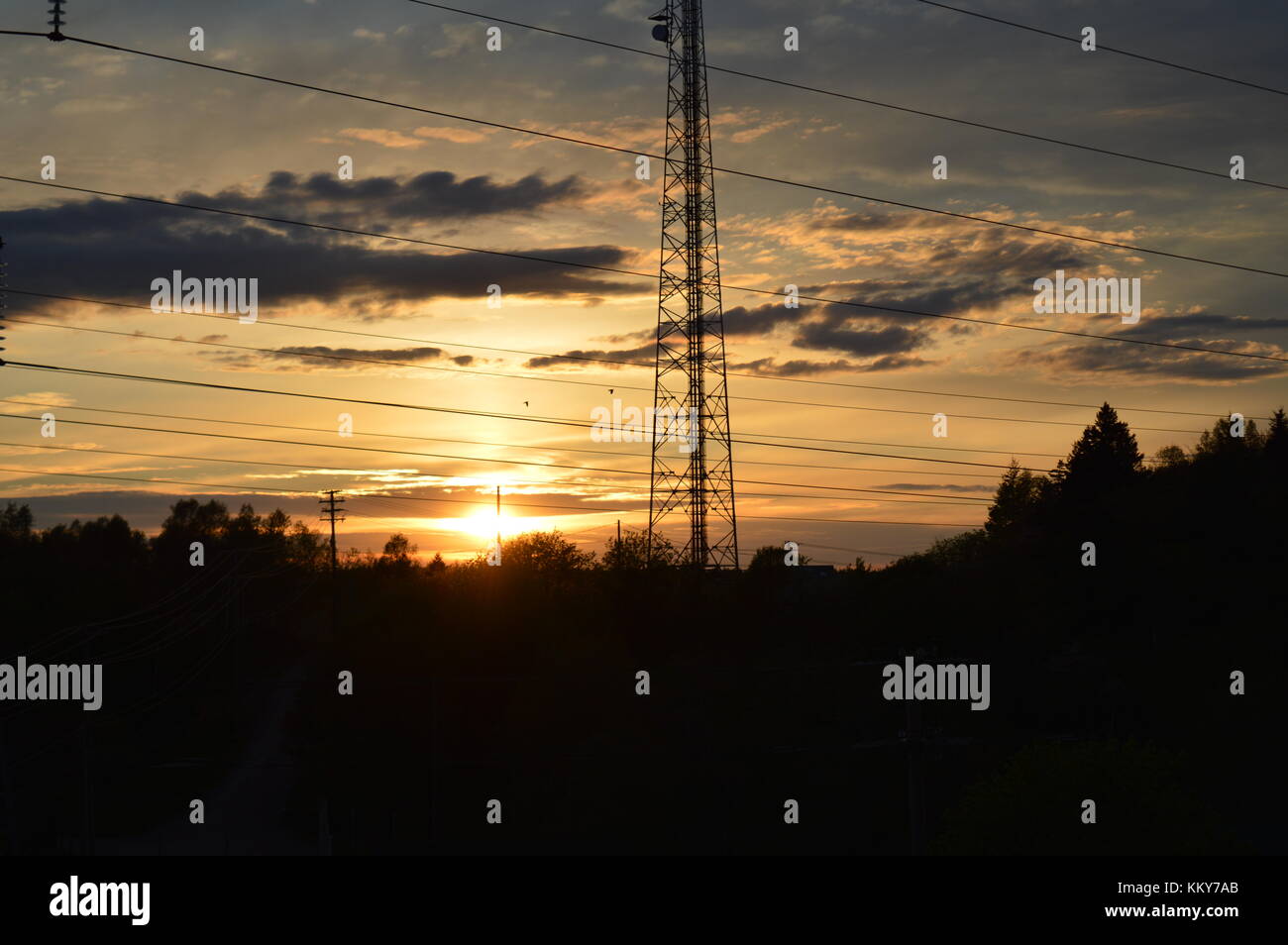 Sunset in the city suburb Stock Photo - Alamy