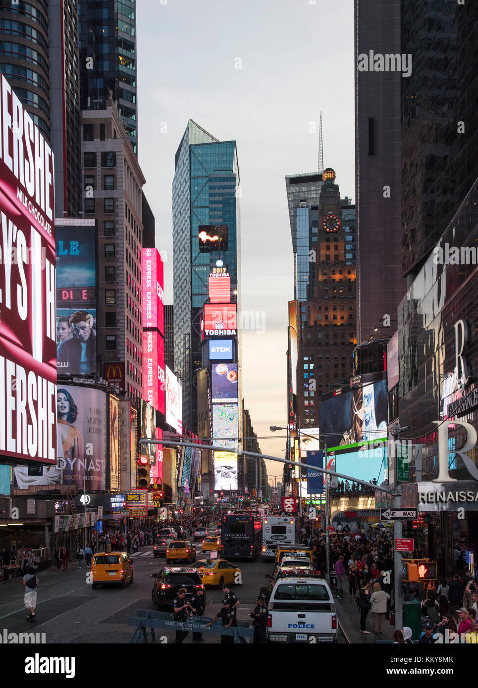 Manhattan Evening at Times Square with People and Cars Stock Photo - Alamy