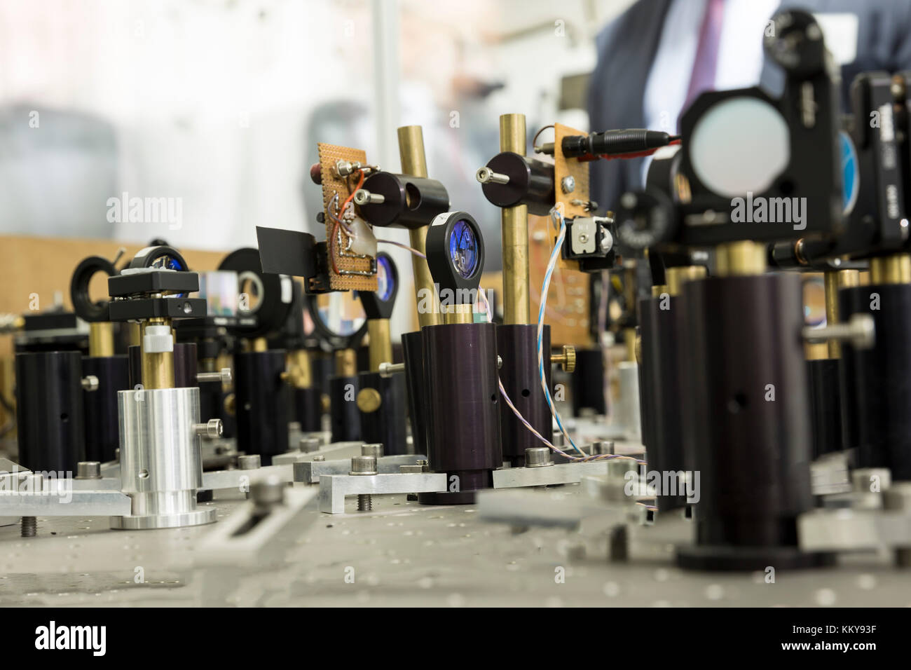 Powerful industrial laser equipment set in a laboratory for physics ...