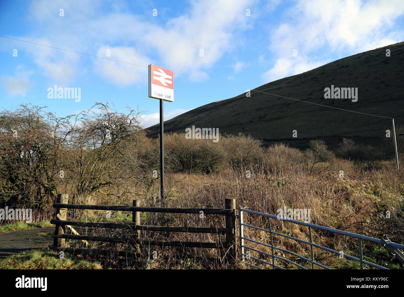 The sign of Sugar Loaf railway station, the most remote station on the ...