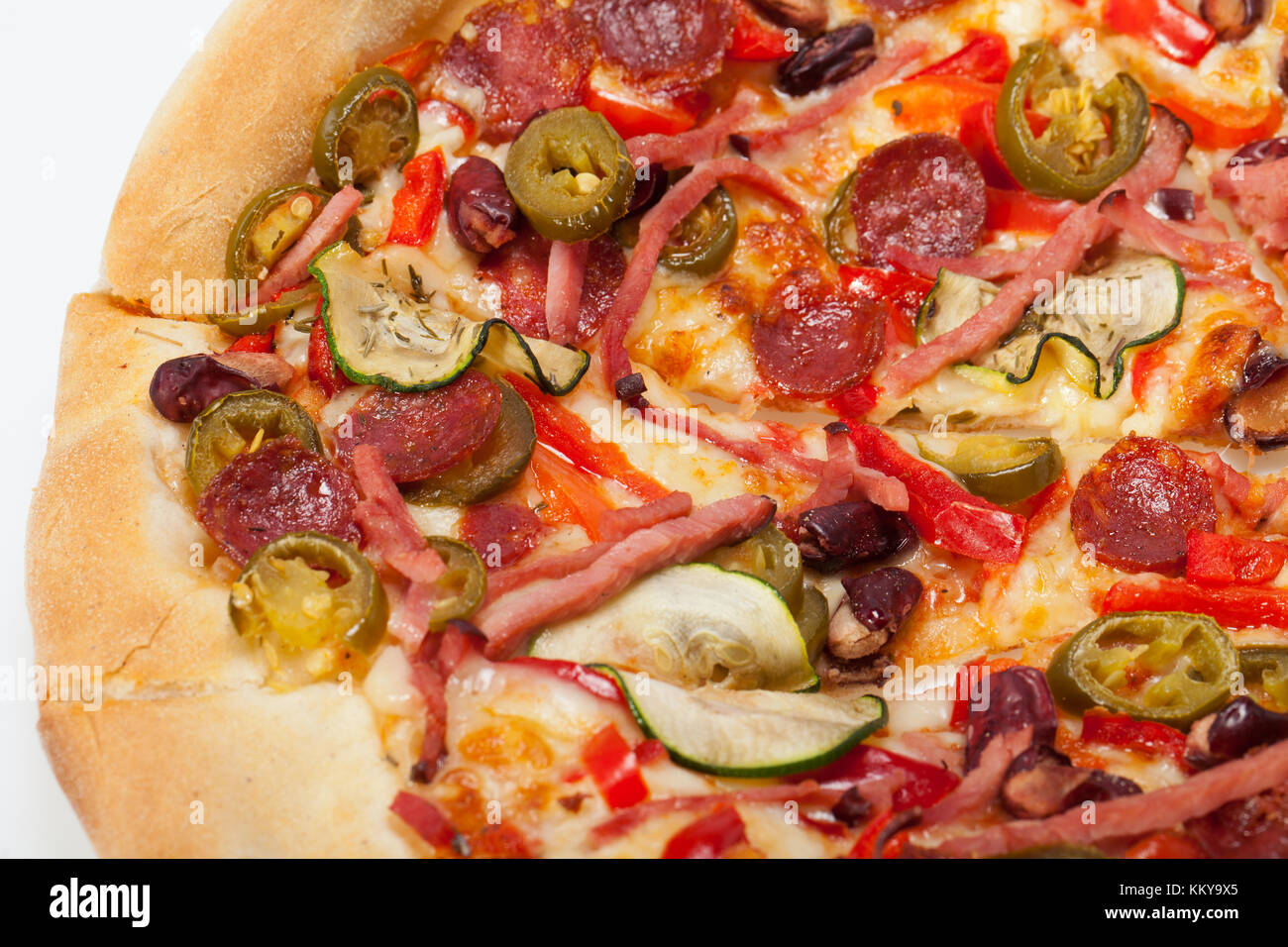 delicious italian pizza isolated over white background Stock Photo - Alamy