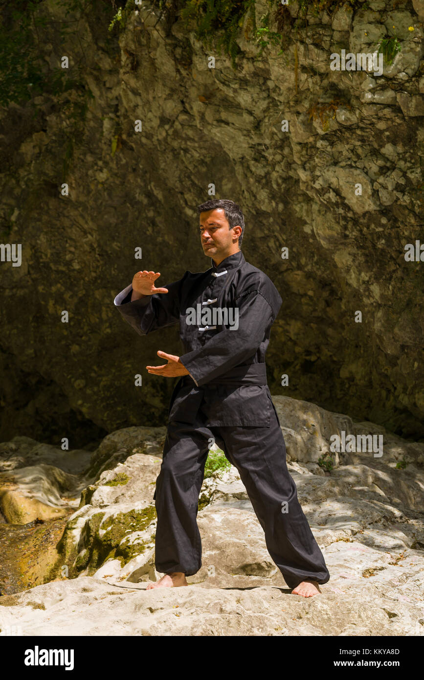 Adult man practicing Tai Chi outdoors Stock Photo - Alamy