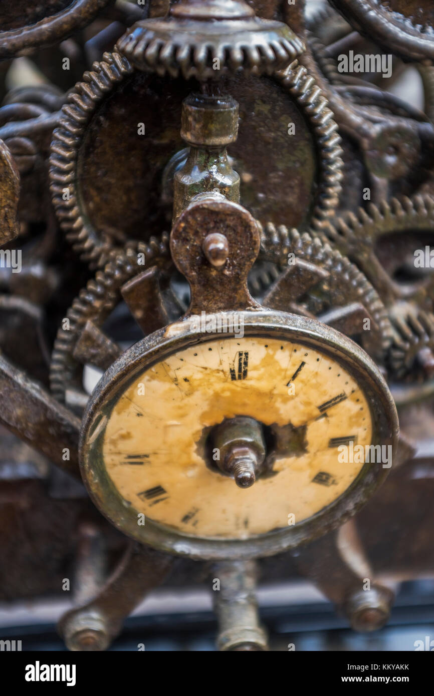 ancient mechanism of the tower clock cogwheels in the clock - soft ...