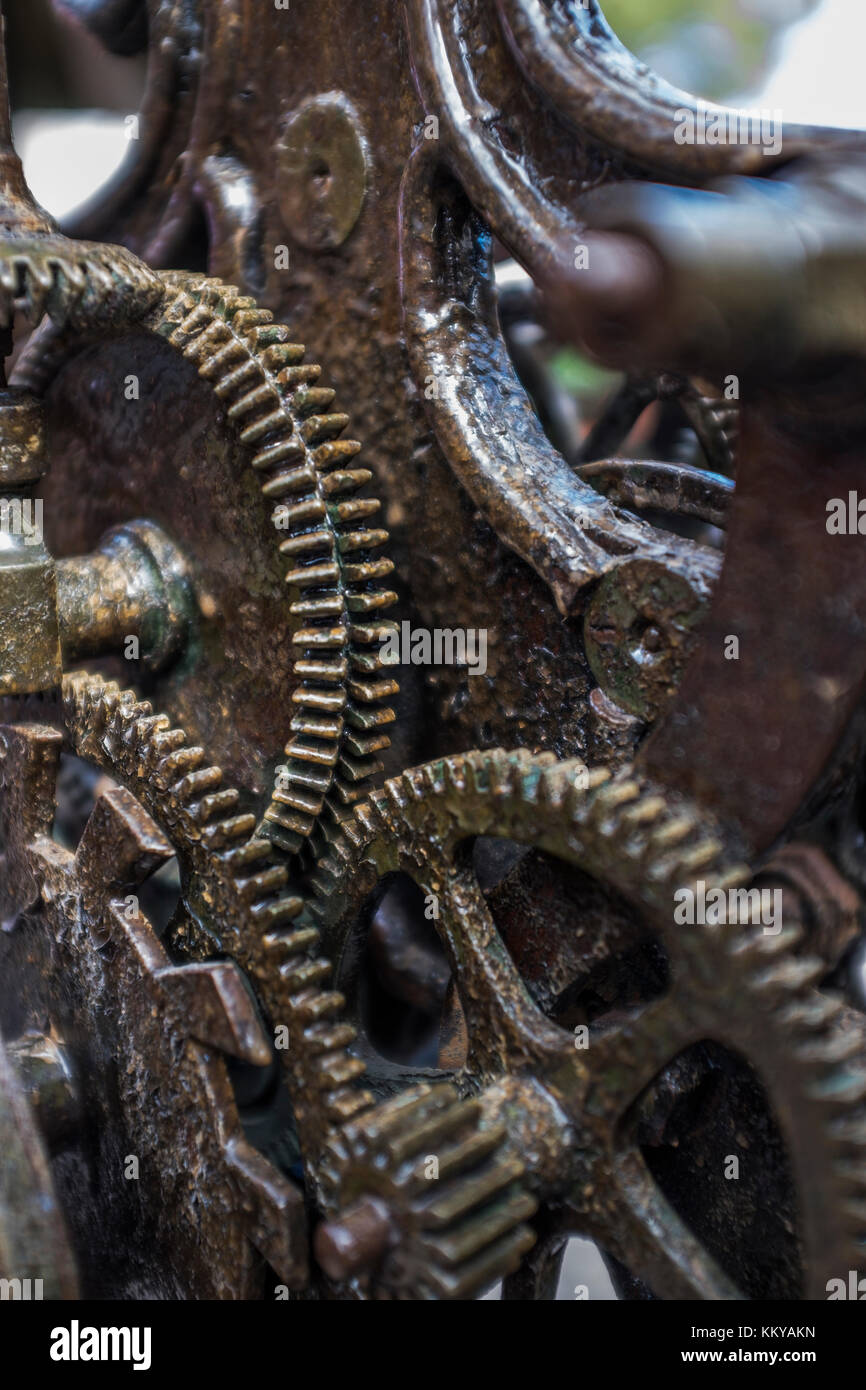 ancient mechanism of the tower clock cogwheels in the clock - soft ...