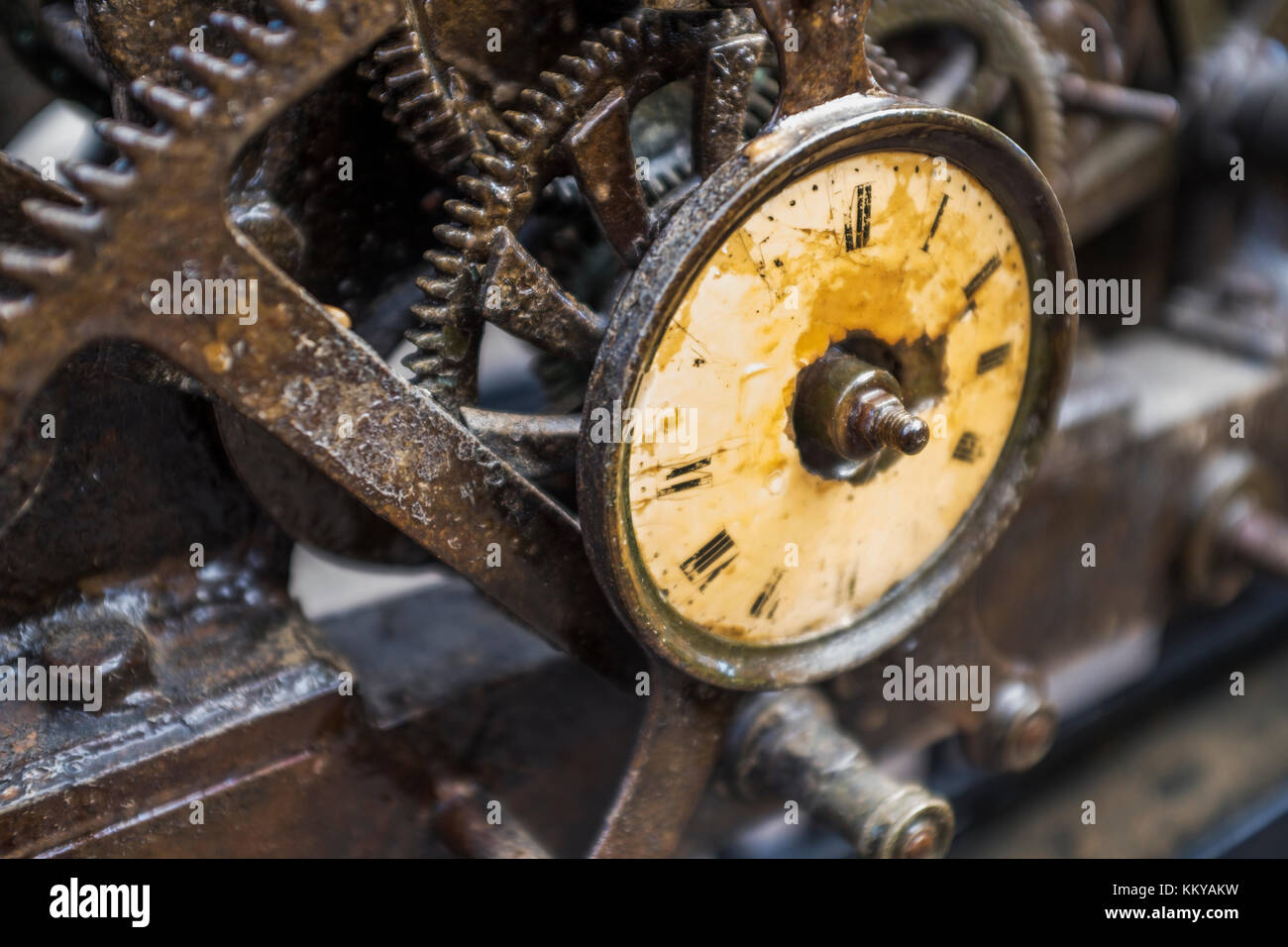 ancient mechanism of the tower clock cogwheels in the clock - soft ...