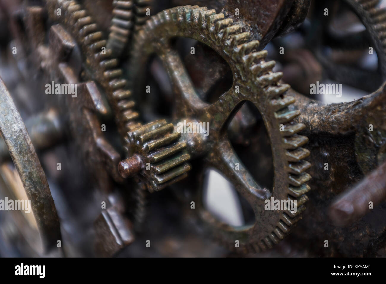 ancient mechanism of the tower clock cogwheels in the clock - soft ...