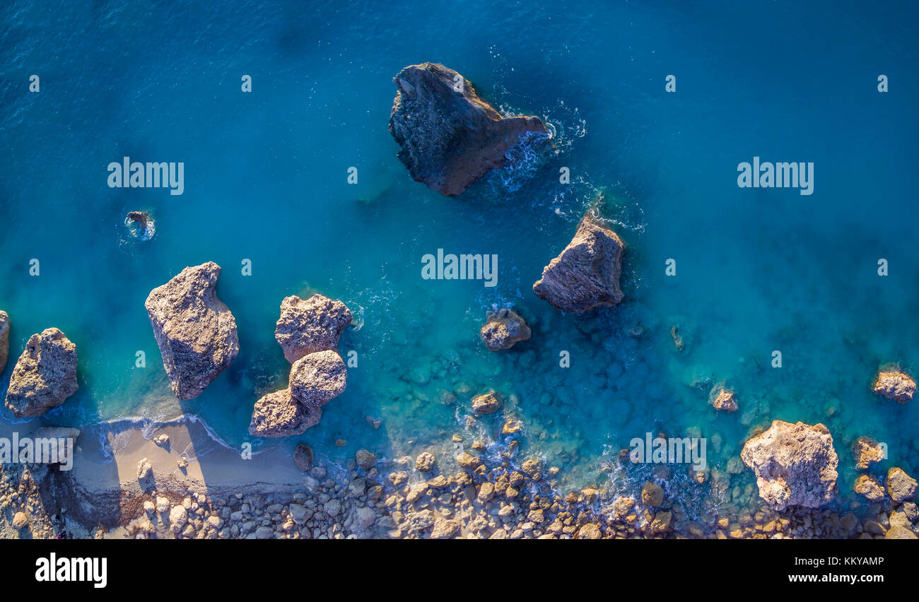 Aerial view of Kalamitsi beach, Ionian Sea, Lefkada island, Greece ...