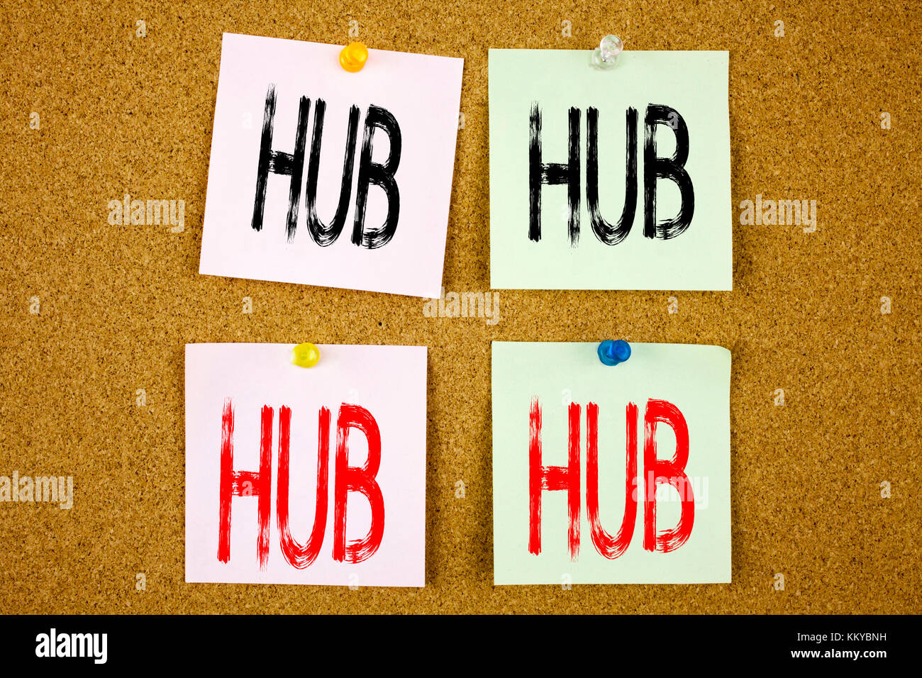 Conceptual hand writing text caption inspiration showing HUB concept ...