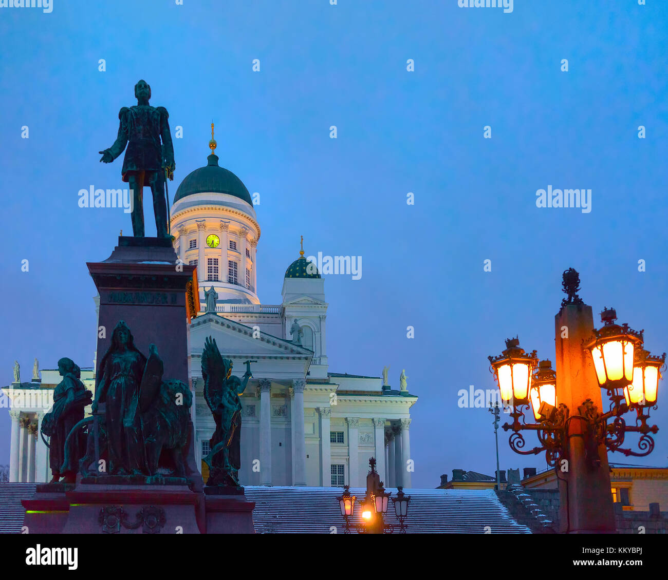 Statue of Emperor Alexander the Second at Helsinki Cathedral on Senate ...