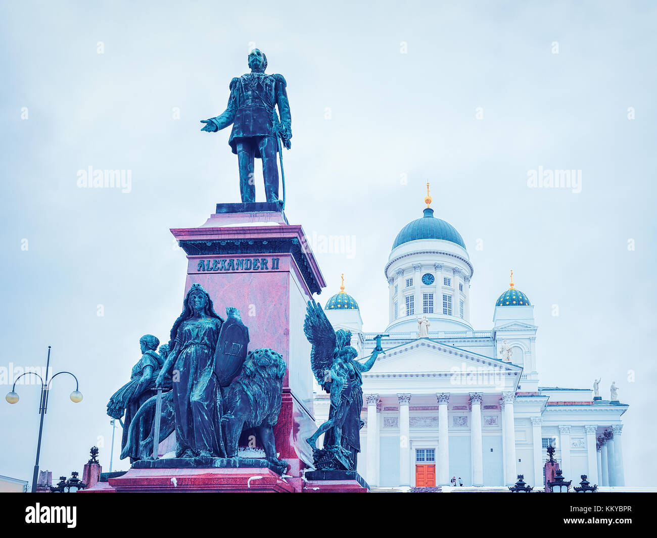 Statue of Emperor Alexander the Second at Helsinki Cathedral on Senate ...