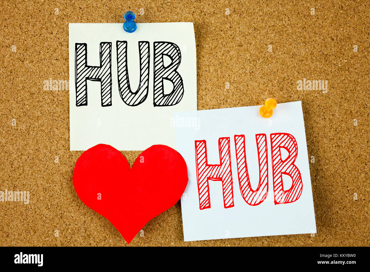 Conceptual hand writing text caption inspiration showing HUB concept ...