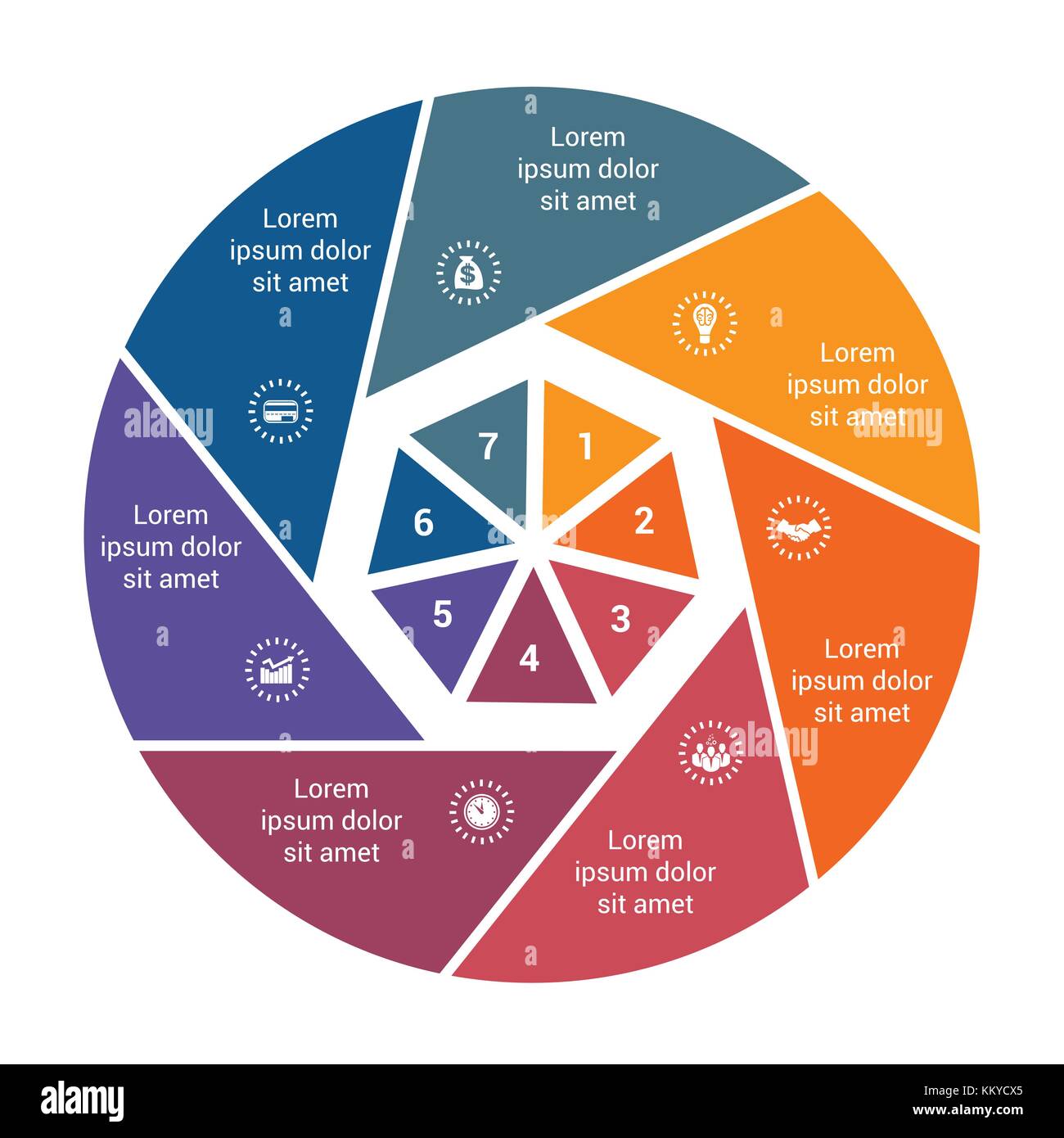 Infographic Business Pie chart for 7 options step by step processes ...