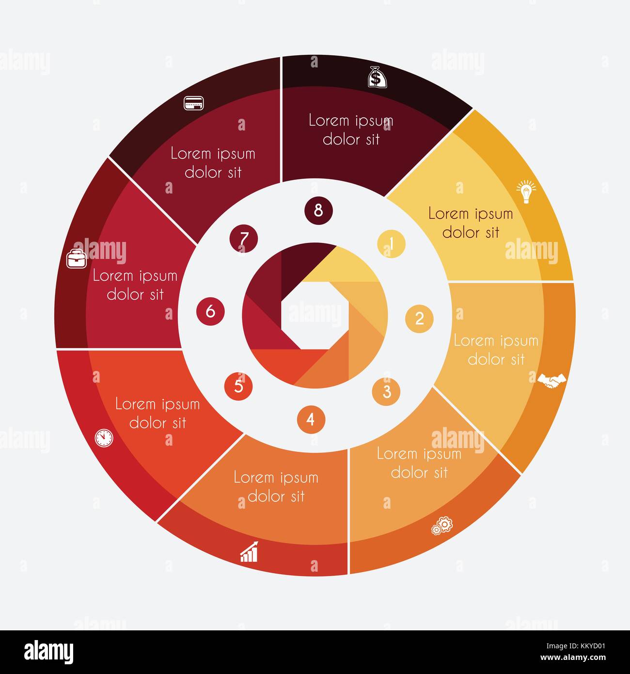 Infographic Business Pie chart for presentations with 8 options, cycle processes Stock Vector ...