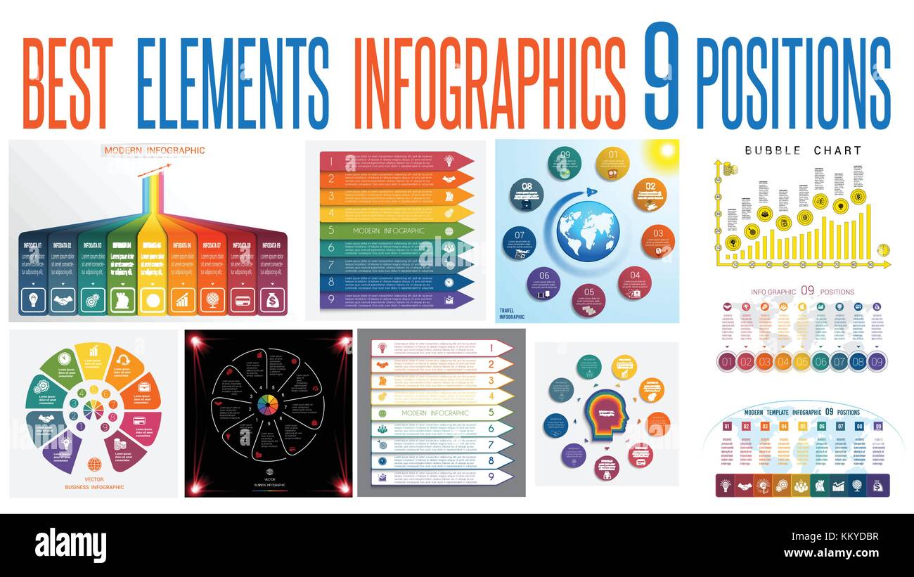Set 10 universal templates elements Infographics conceptual cyclic ...