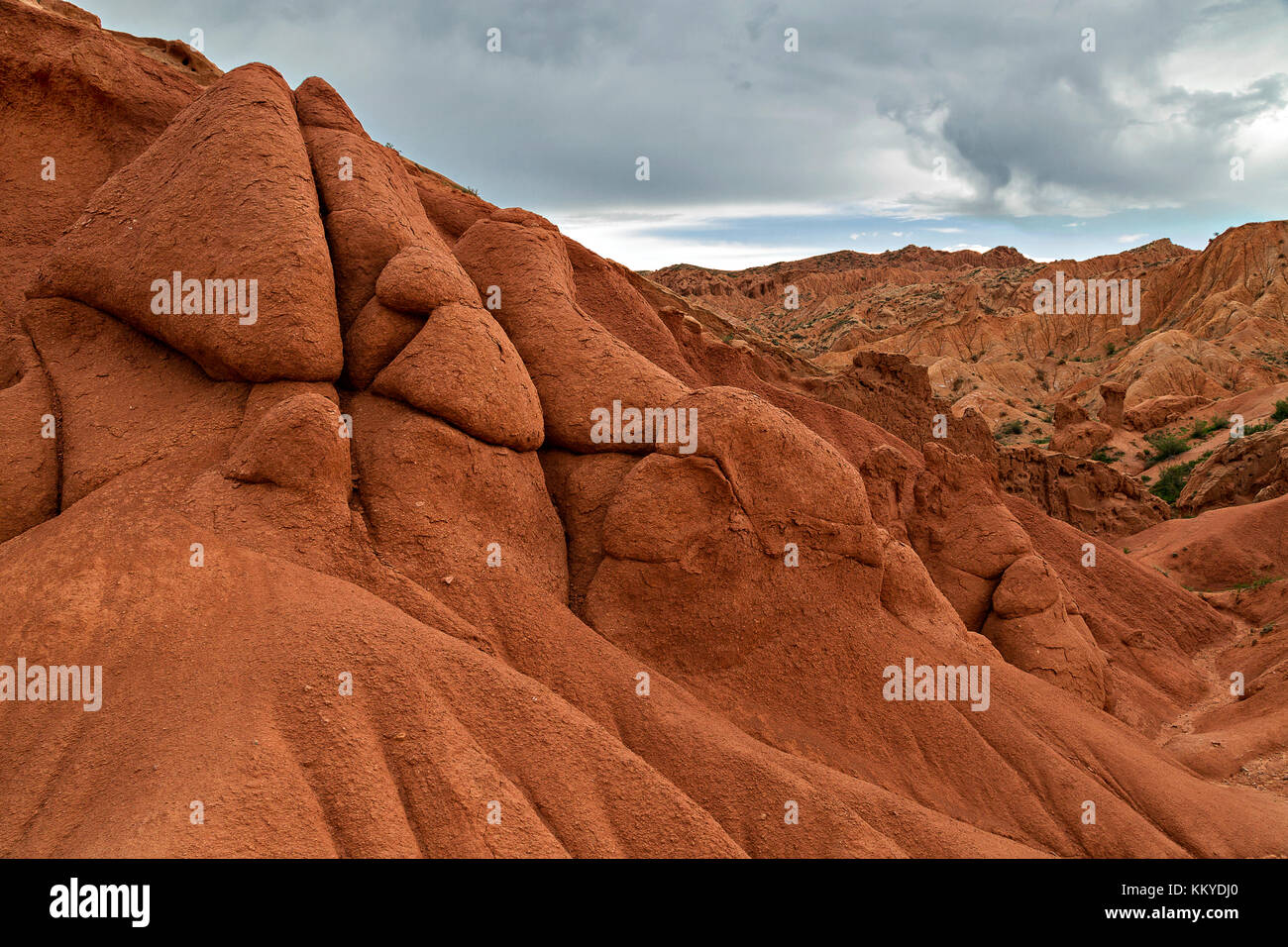 Red rock formations known as Fairy Tale Castle, in Kaji Say, Kyrgyzstan ...