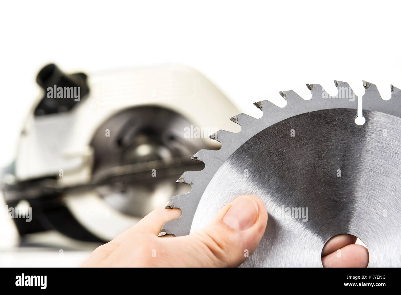 Circular saw blade for wood work isolated on white Stock Photo - Alamy