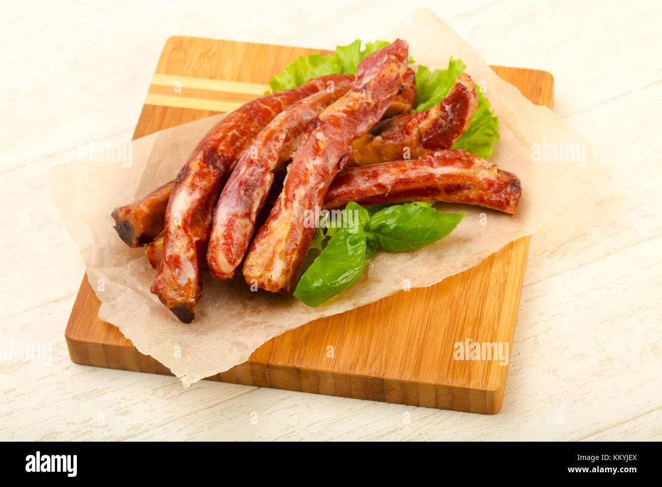 Smoked pork ribs snack Stock Photo - Alamy