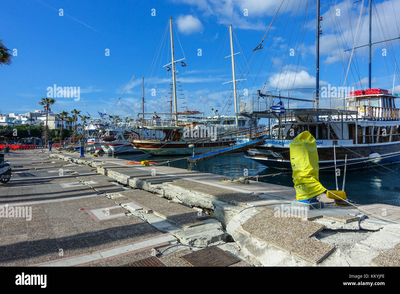 Kos harbour with earthquake damage from July 2017 Stock Photo - Alamy