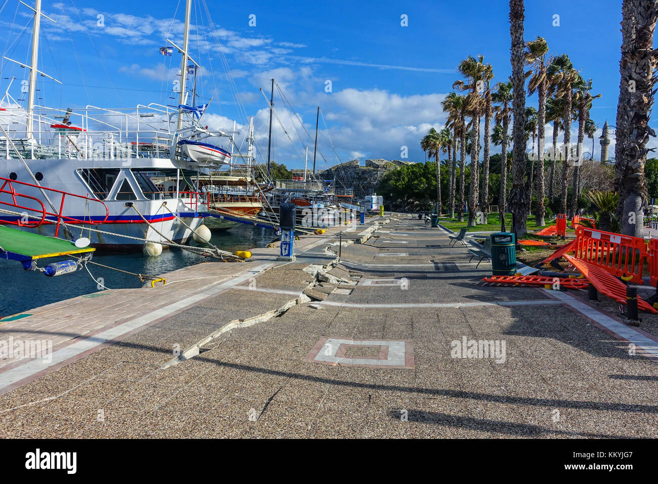 Kos harbour with earthquake damage from July 2017 Stock Photo - Alamy