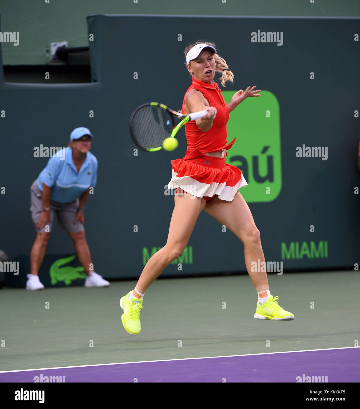 KEY BISCAYNE, FL - MARCH 23: Caroline Wozniacki of Denmark in action ...