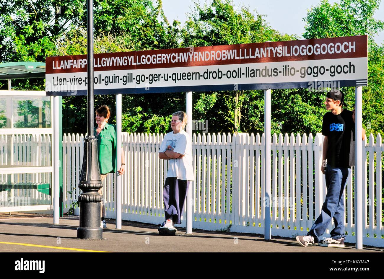 Place name sign in railway station of town of ...