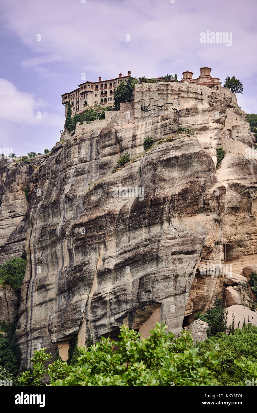 The Orthodox medieval monastery on top rock Meteora Stock Photo - Alamy
