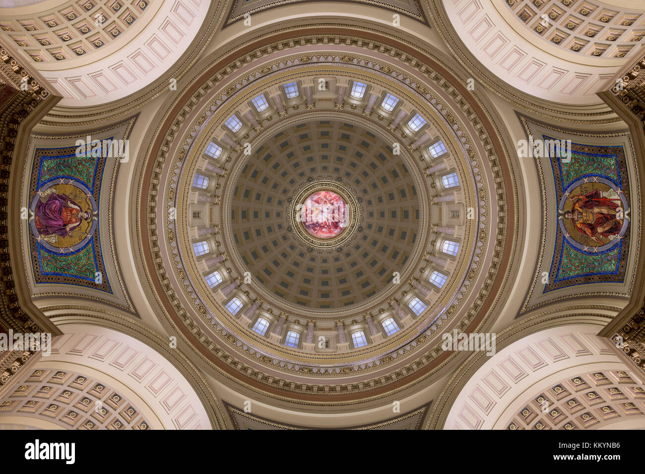 Inner dome from the rotunda floor of the Wisconsin State Capitol in ...