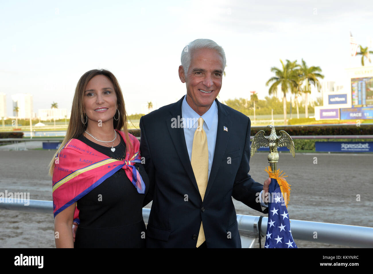 HALLANDALE, FL - JANUARY 28: U.S. Representative Charlie Crist and wife ...