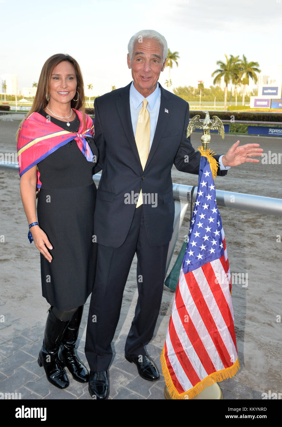 HALLANDALE, FL - JANUARY 28: U.S. Representative Charlie Crist and wife ...