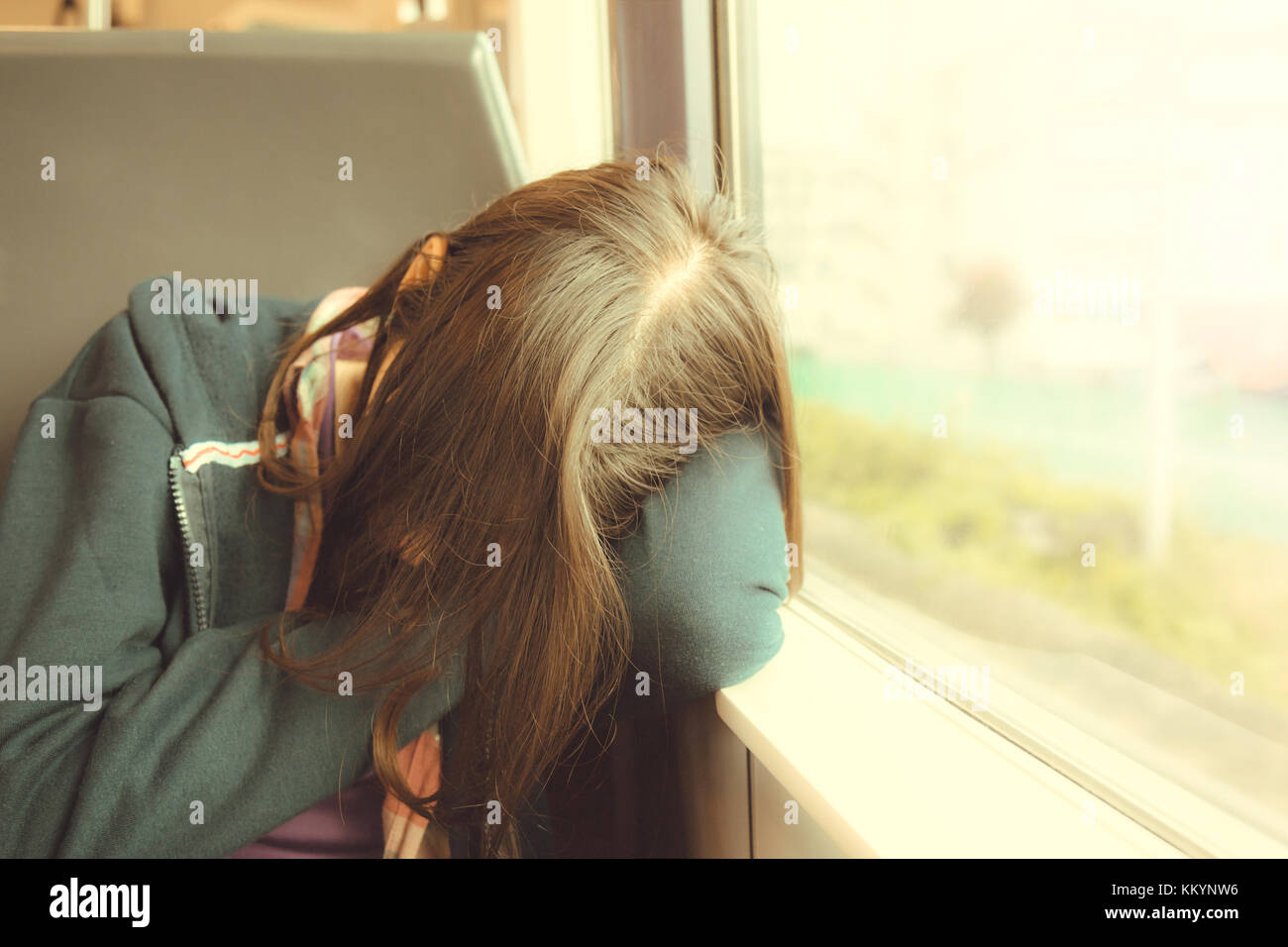 Woman bus sleeping hi-res stock photography and images - Alamy