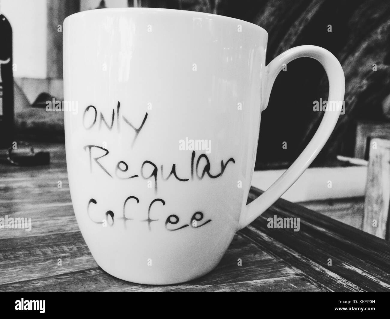 Only regular coffee black and white Stock Photo - Alamy