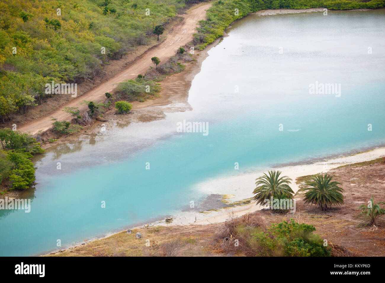 View from Fort Barrington down to a little inland sea, Antigua Stock ...