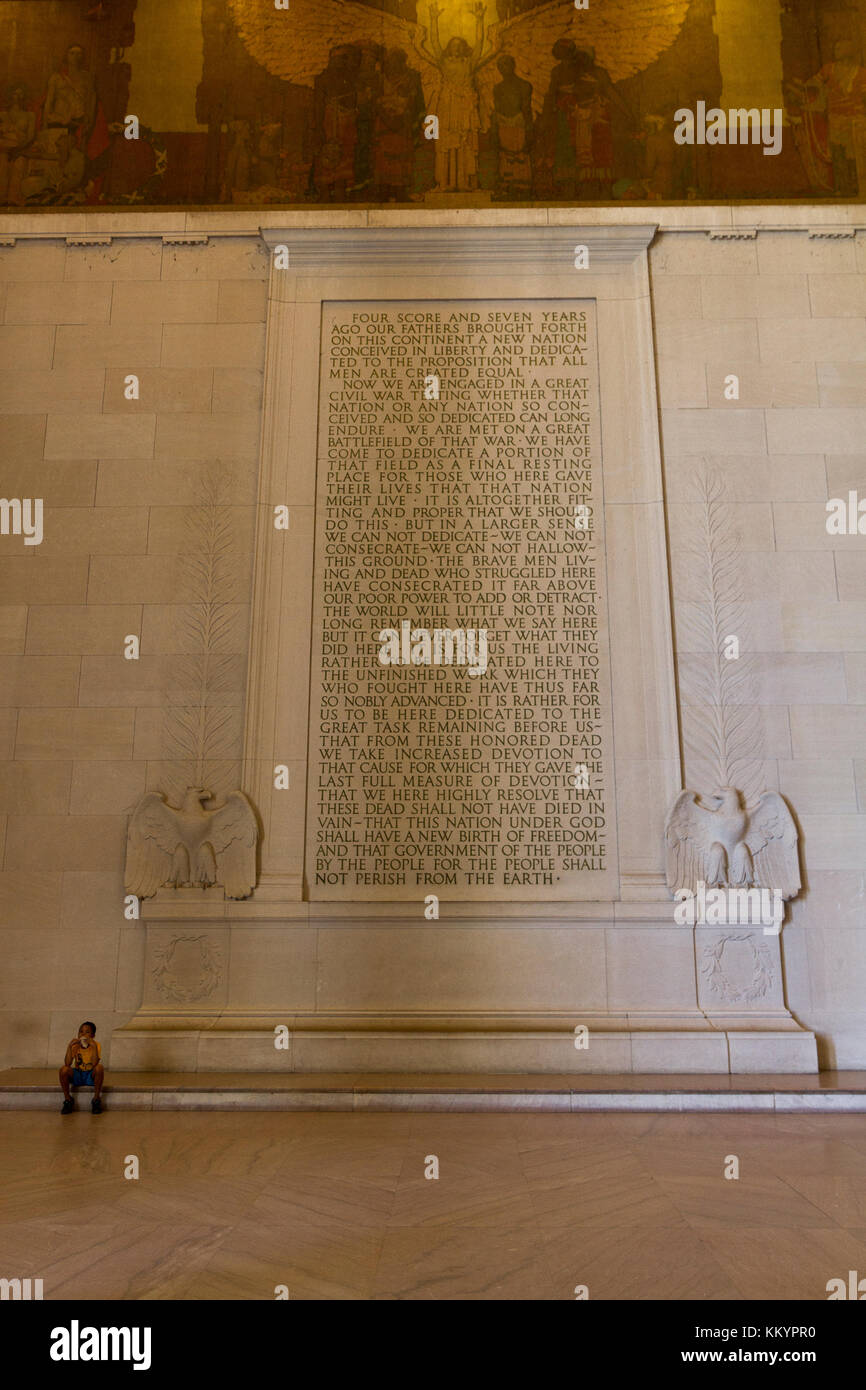 The Gettysburg Address on the walls of the Lincoln Memorial, Washington ...