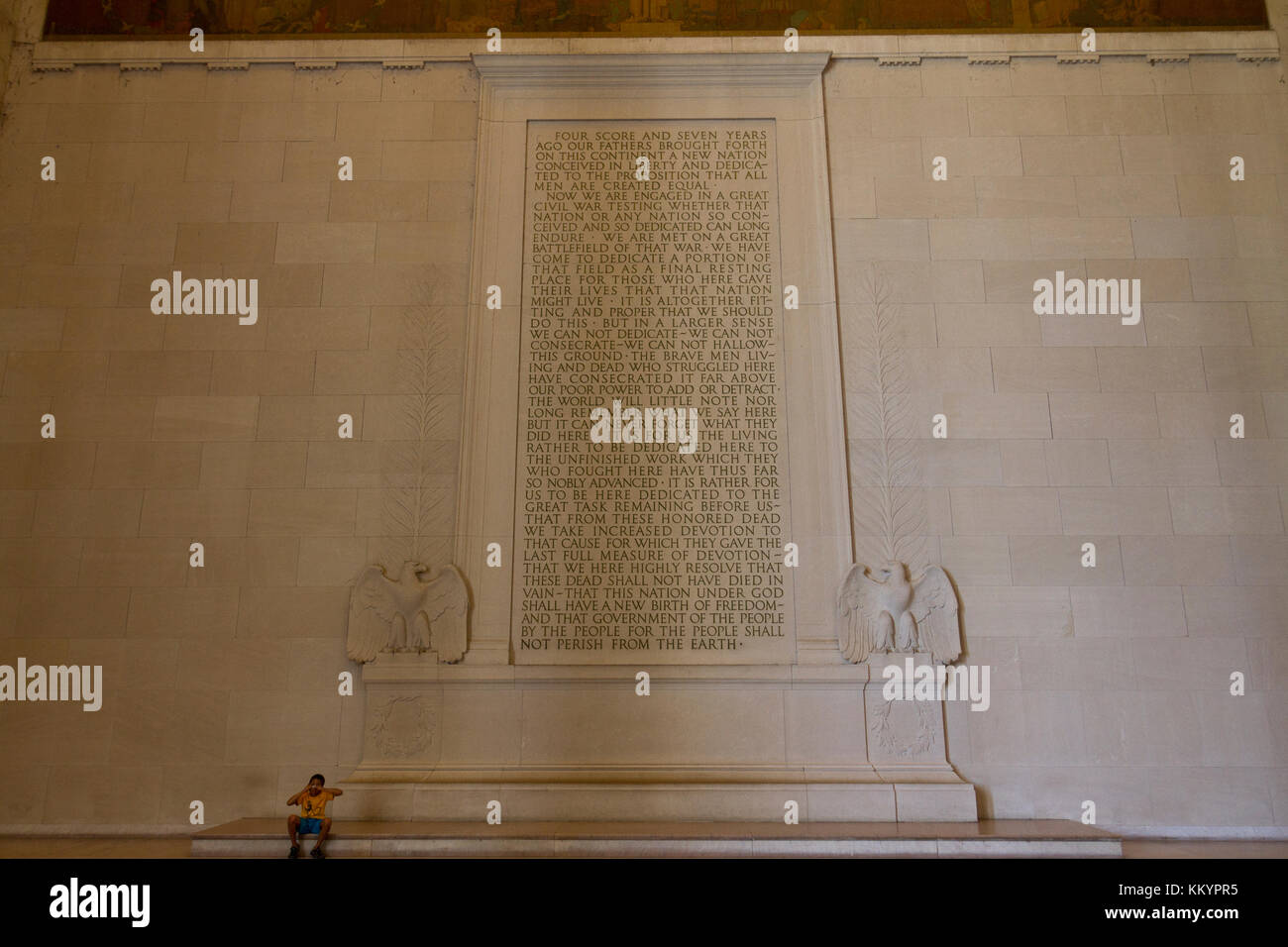 The Gettysburg Address on the walls of the Lincoln Memorial Stock Photo ...