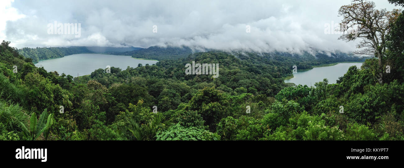 Panorama view over Danau Tamblingan and Danau Buyan (both lakes Stock ...