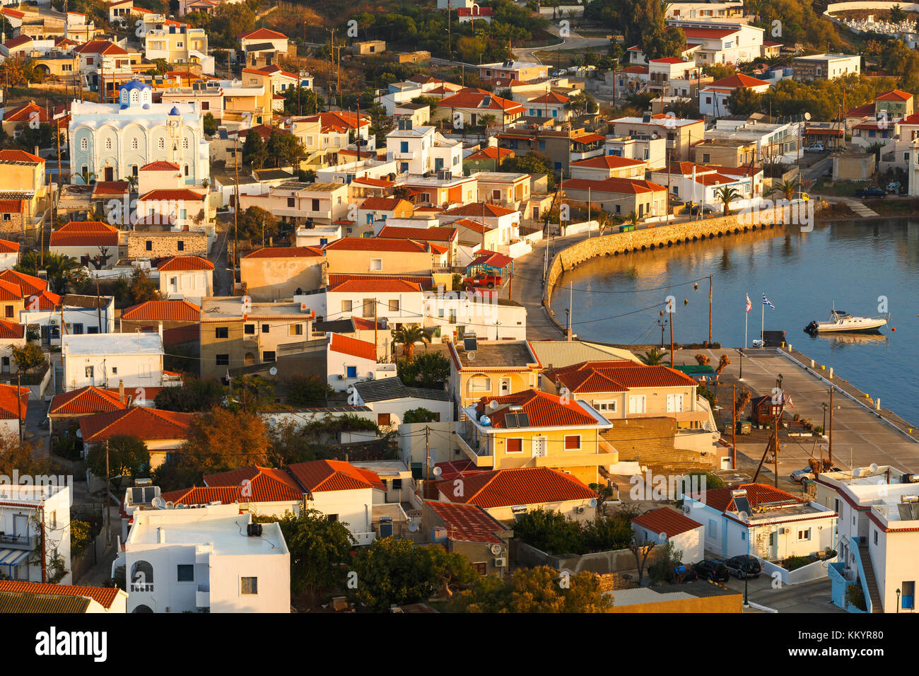 Morning view of Psara village and its harbour Stock Photo - Alamy