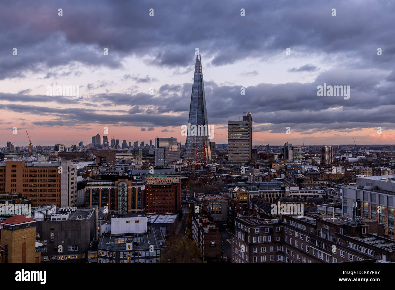 Aerial elevated cityscape view of rooftops on modern London skyline at ...