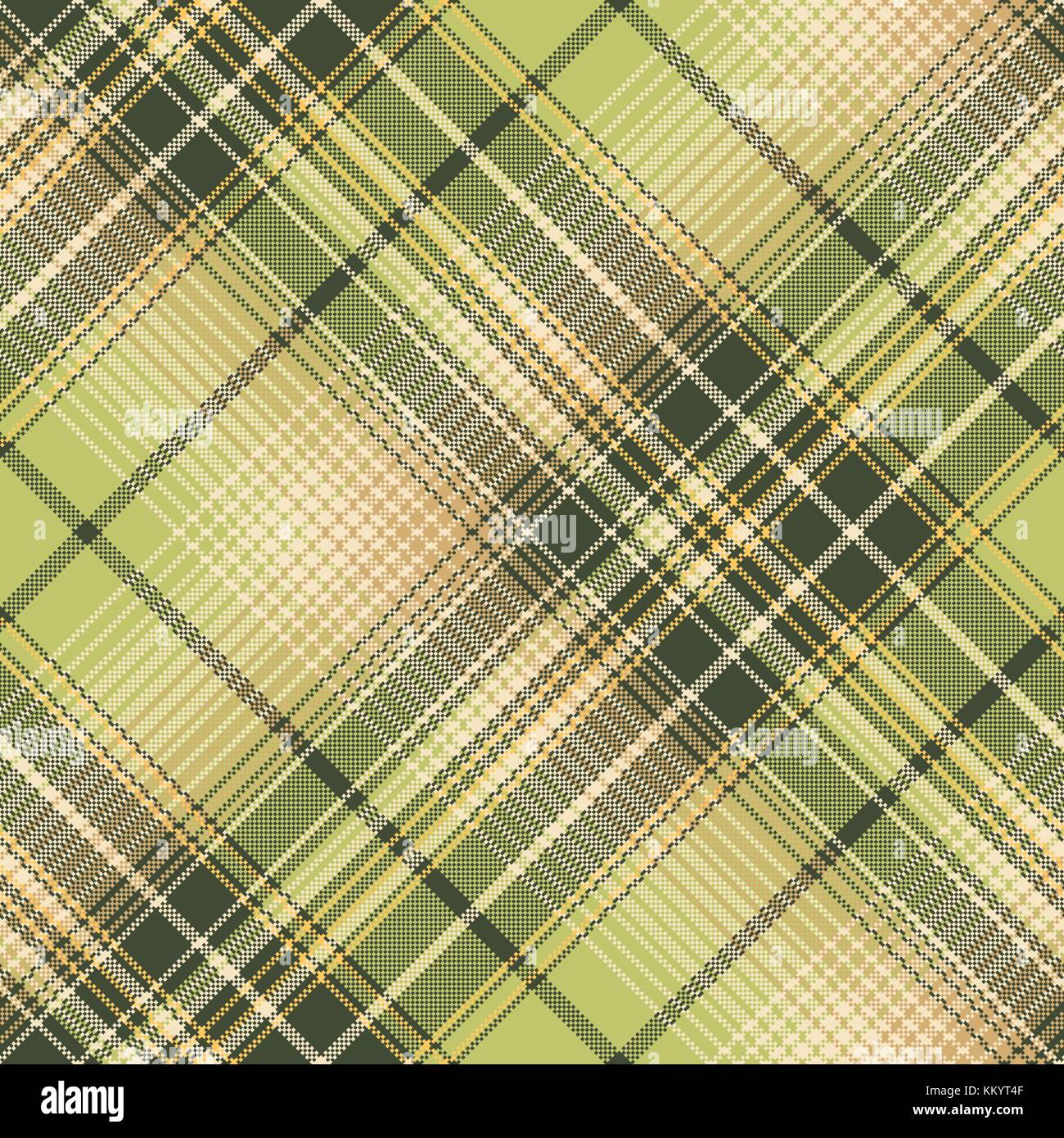 Green beige pixel check fabric texture seamless pattern. Vector ...